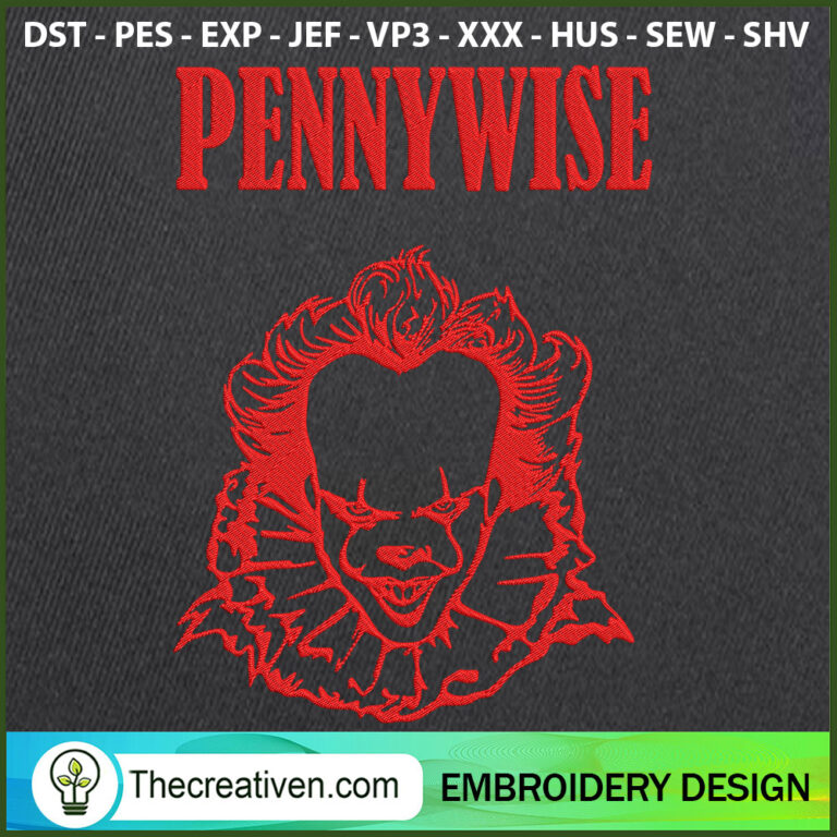 Pennywise The Horror Clown Embroidery Designs File, Halloween Machine Embroidery Designs ...