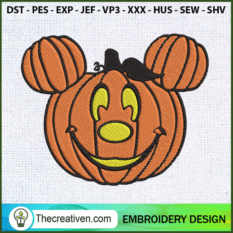 Pumpkin Mickey Embroidery Designs File, Halloween Machine Embroidery ...