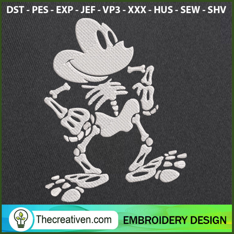 Skeleton Mickey Embroidery Designs File, Halloween Machine Embroidery ...