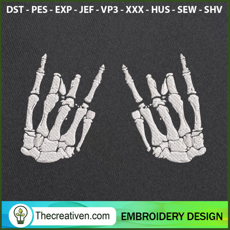 Skeleton Rocker Embroidery Designs File, Halloween Machine Embroidery ...