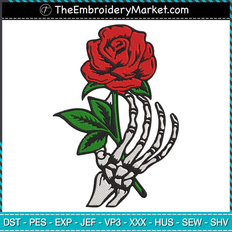 Amor Eterno Skeleton Rose Embroidery Designs File, Halloween Machine ...