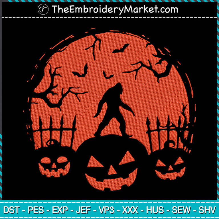Bigfoot Halloween Embroidery Designs File, Halloween Machine Embroidery ...