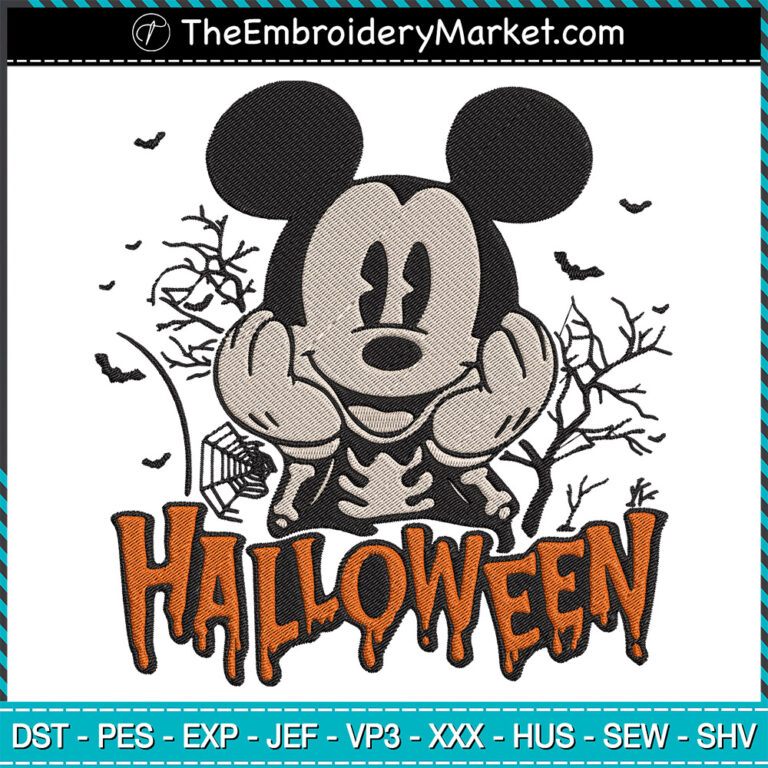 Mickey Happy Face Halloween Embroidery Designs File, Halloween Machine ...
