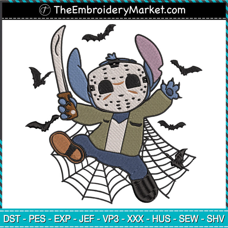 Stitch Jason Voorhees Embroidery Designs File, Halloween Machine ...
