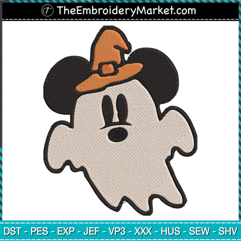 Ghost Mickey Mouse Embroidery Designs File, Halloween Machine ...
