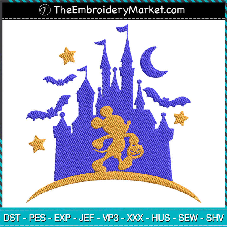 Mickey Mouse Castle Embroidery Designs File, Halloween Machine ...