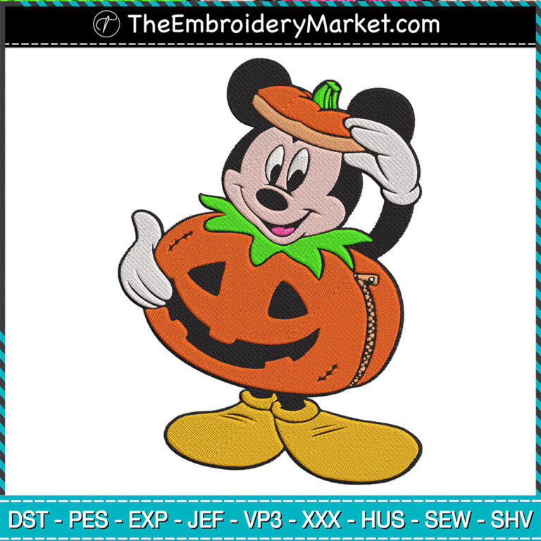 Mickey Mouse Pumpkin Embroidery Designs File, Halloween Machine ...