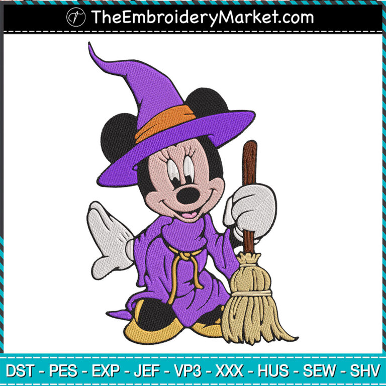 Mickey Mouse Witch Embroidery Designs File, Halloween Machine ...