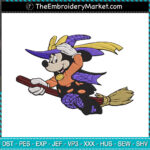 Mickey Mouse Witch Fly Broom Embroidery Designs File, Halloween Machine ...