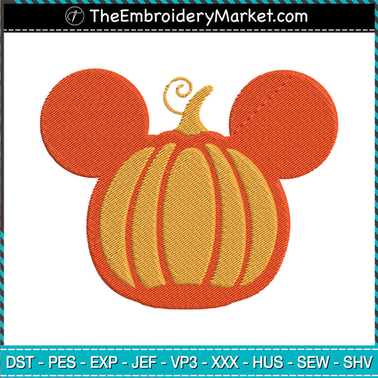 Mickey Pumpkin Head Embroidery Designs File, Halloween Machine ...