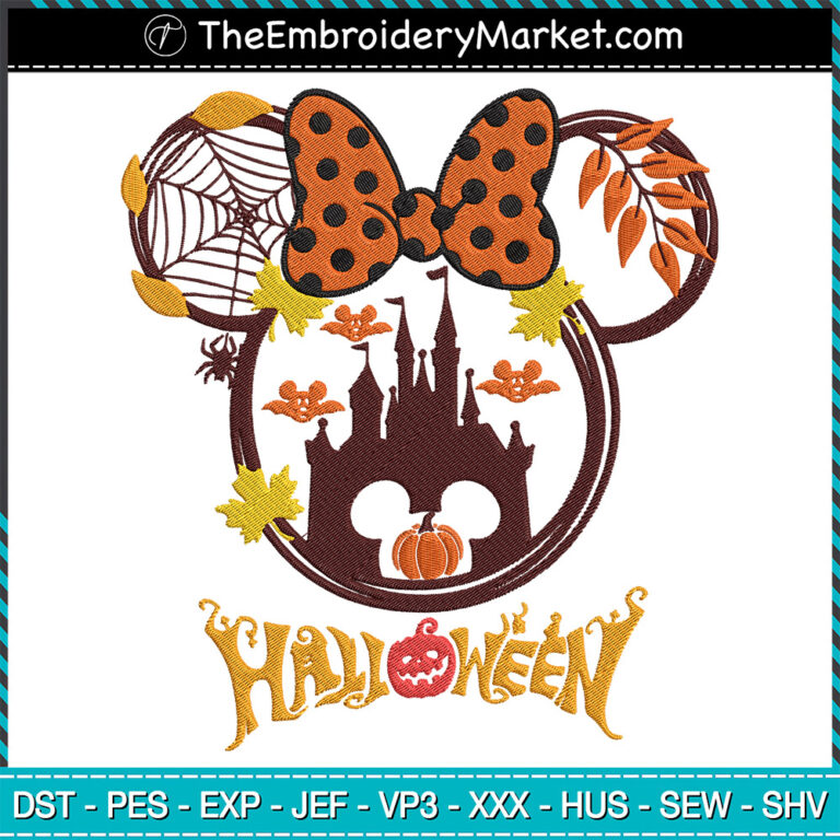 Minnie Halloween Fall Pumpkin Embroidery Designs File, Halloween ...