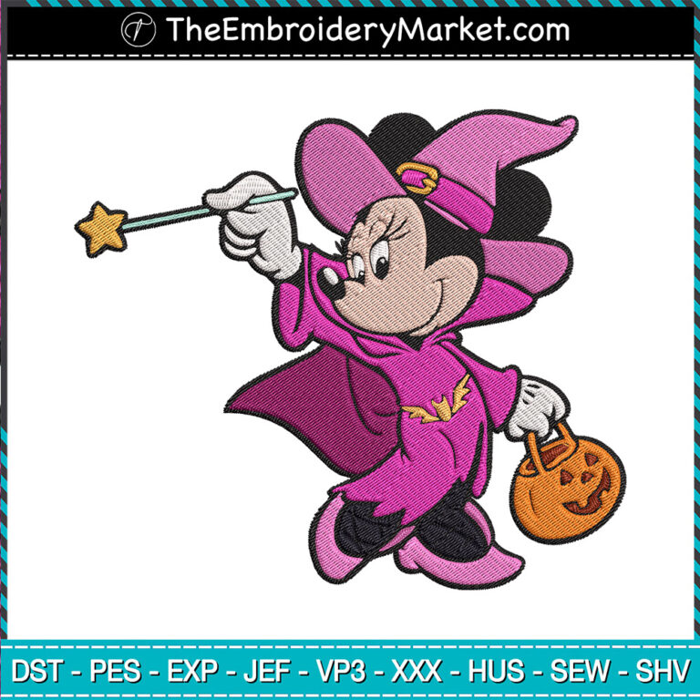 Minnie Mouse Witch Embroidery Designs File, Halloween Machine ...