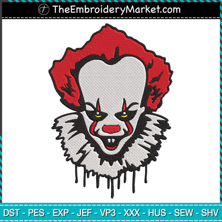 Pennywise Face Embroidery Designs File, Halloween Machine Embroidery ...