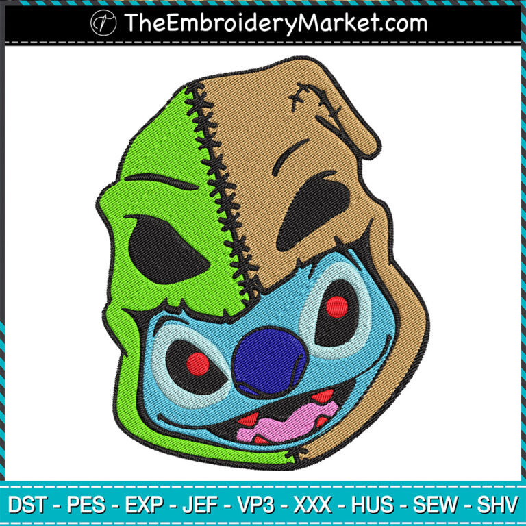 Stitch Oogie Boogie Head Embroidery Designs File, Halloween Machine ...