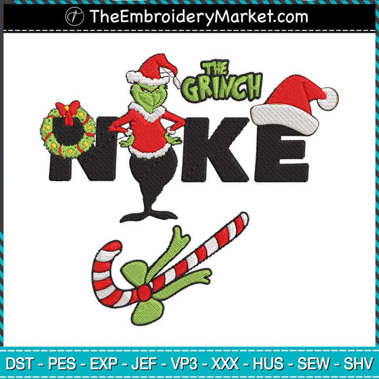 The Grinch x Nike Christmas Embroidery Designs File, Christmas Machine ...