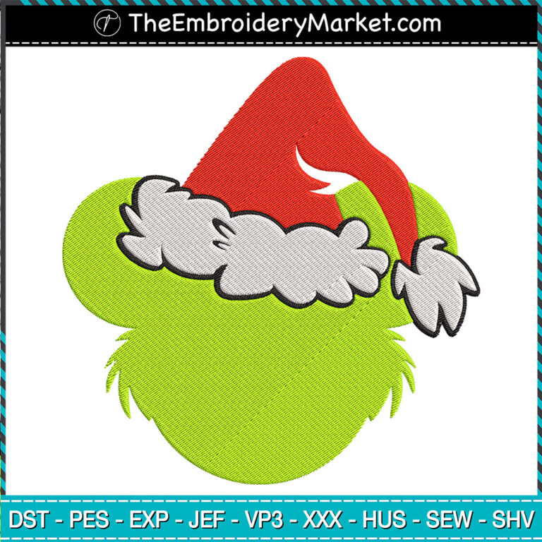 Grinch Head Christmas Embroidery Designs File, Christmas Machine ...
