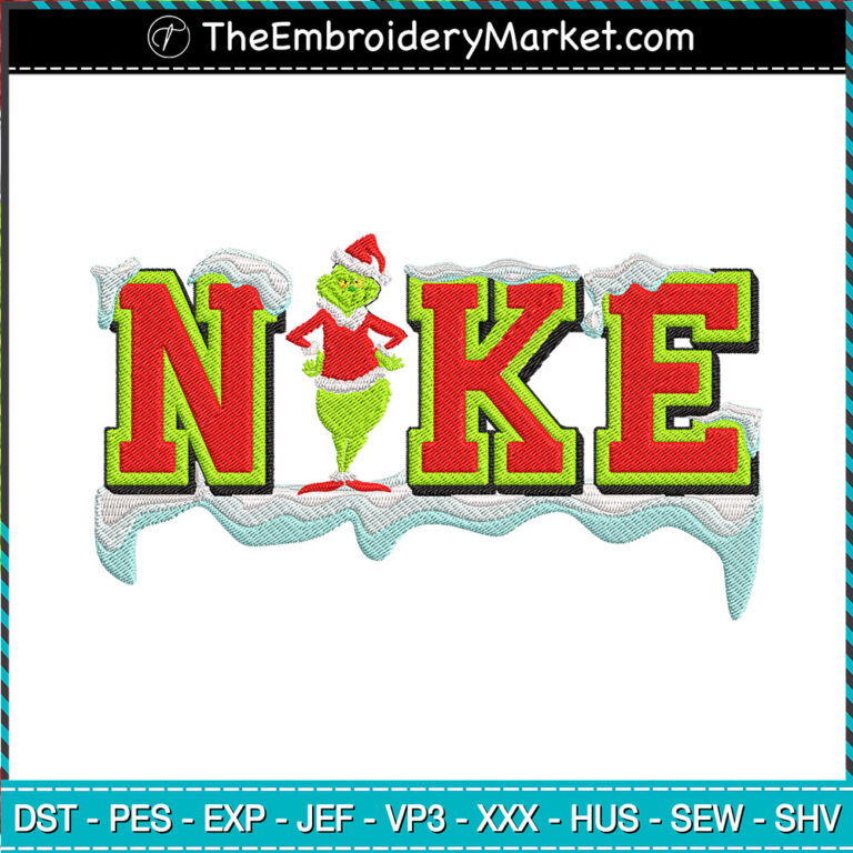 Nike With Grinch Snow Embroidery Designs File, Christmas Machine ...