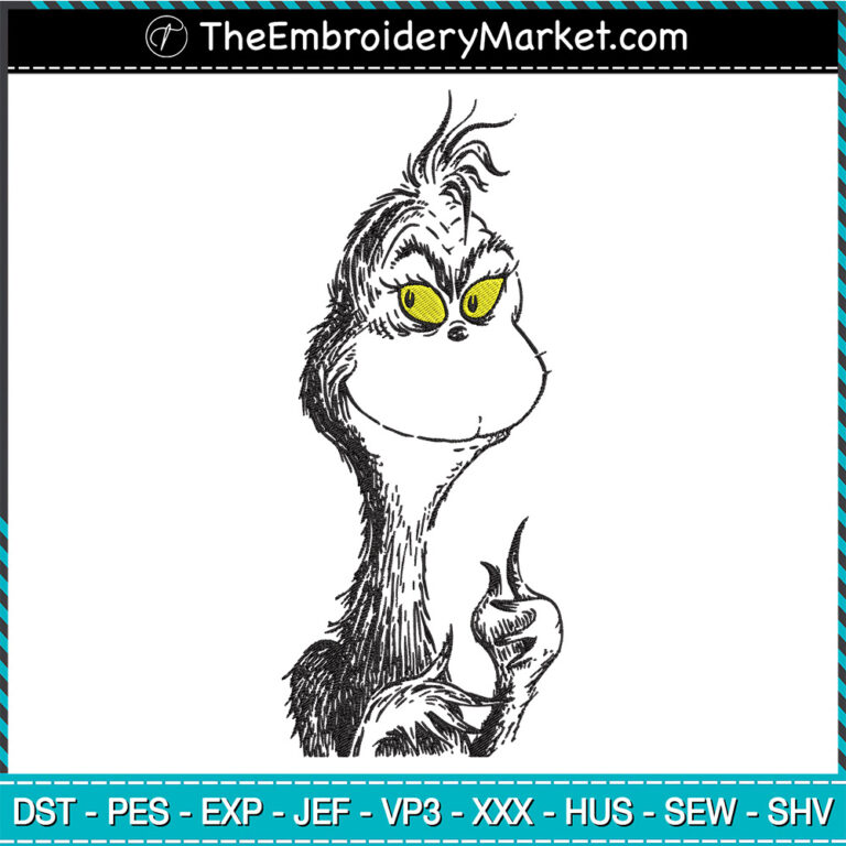 Grinch Body Outline Embroidery Designs File, Christmas Machine ...