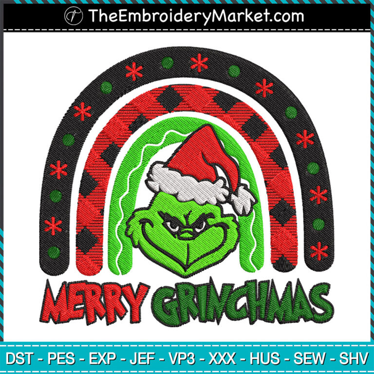 Merry Grinchmas Rainbow Embroidery Designs File, Christmas Machine ...