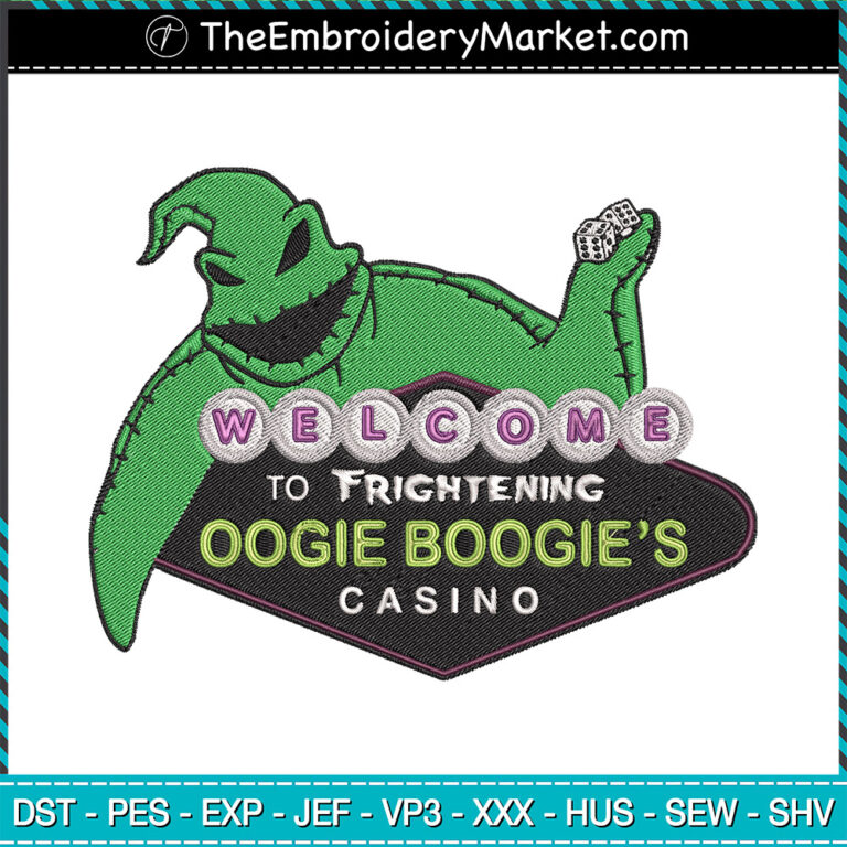 Welcome Oogie Boogie Casino Embroidery Designs File, Christmas Machine ...