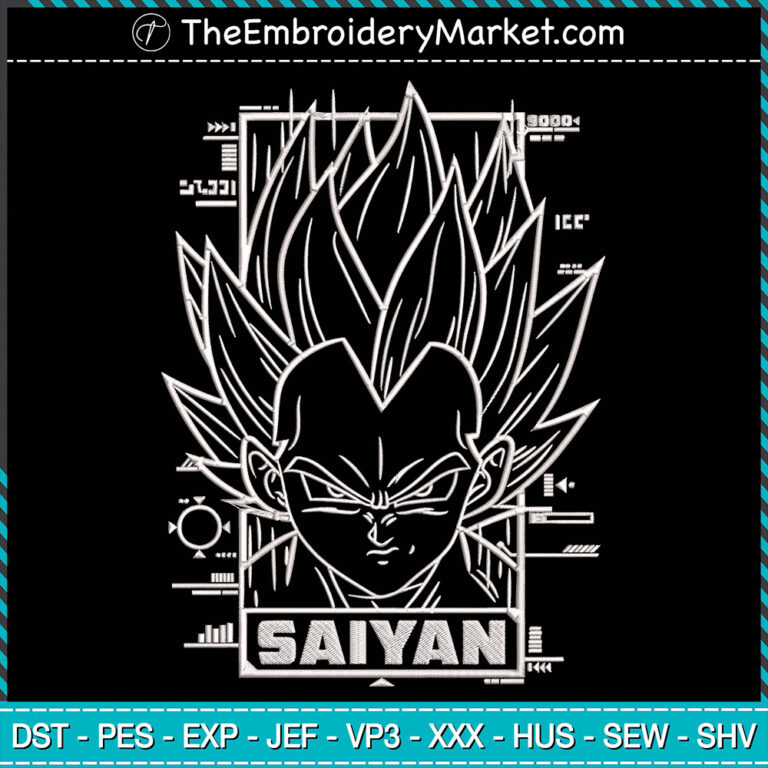 Goku Saiyan Outline Embroidery Designs File - The Embroidery Design Market