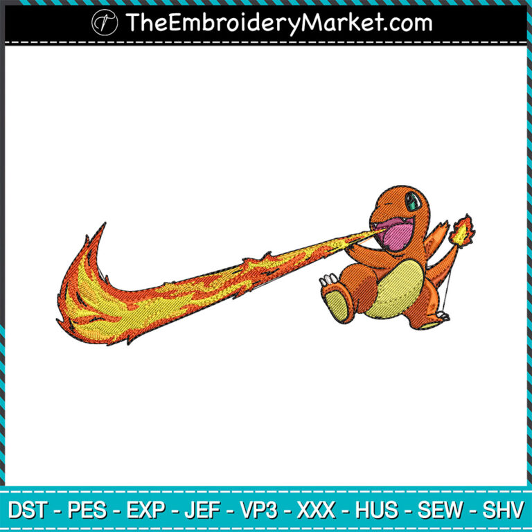Nike Charmander Embroidery Designs File - The Embroidery Design Market