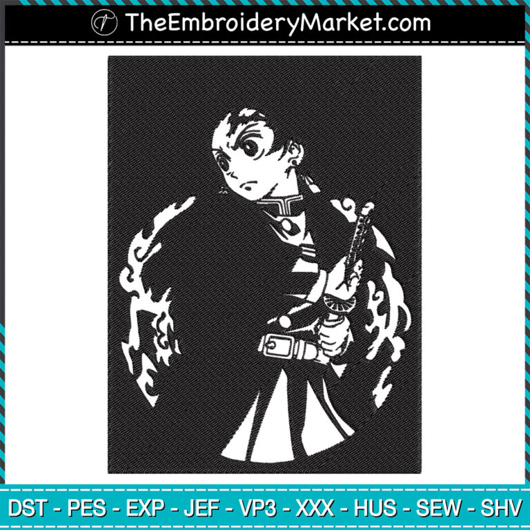 Tanjiro And Nezuko Half Face Embroidery Designs File - The Embroidery ...