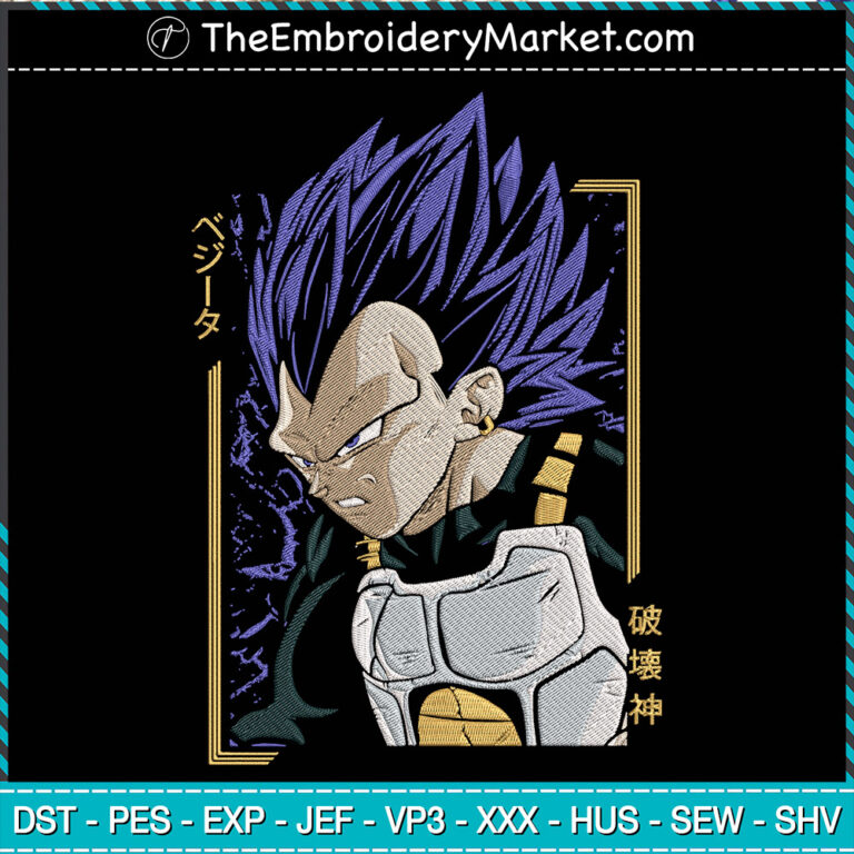 Vegeta Hakaishin Embroidery Designs File - The Embroidery Design Market