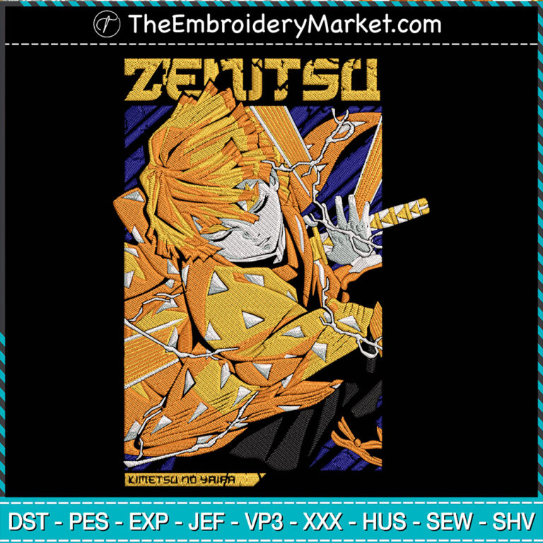 Zenitsu Agatsuma Skill Color Embroidery Designs File - The Embroidery ...