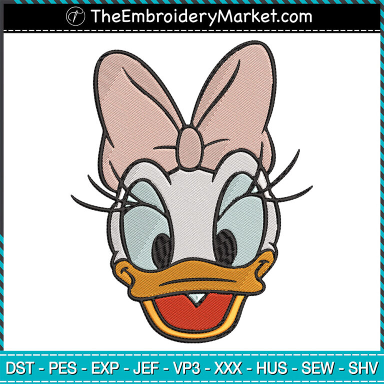 Daisy Duck Head Embroidery Designs File - The Embroidery Design Market